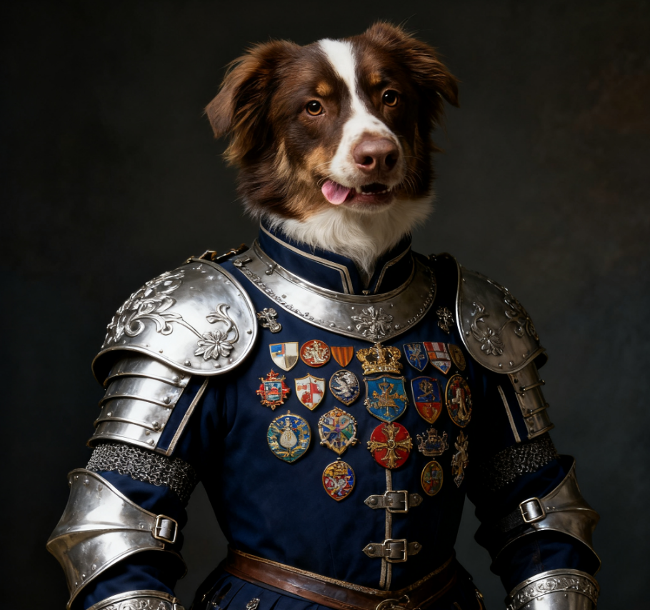 Knight Border Collie in Armor – portrait-app